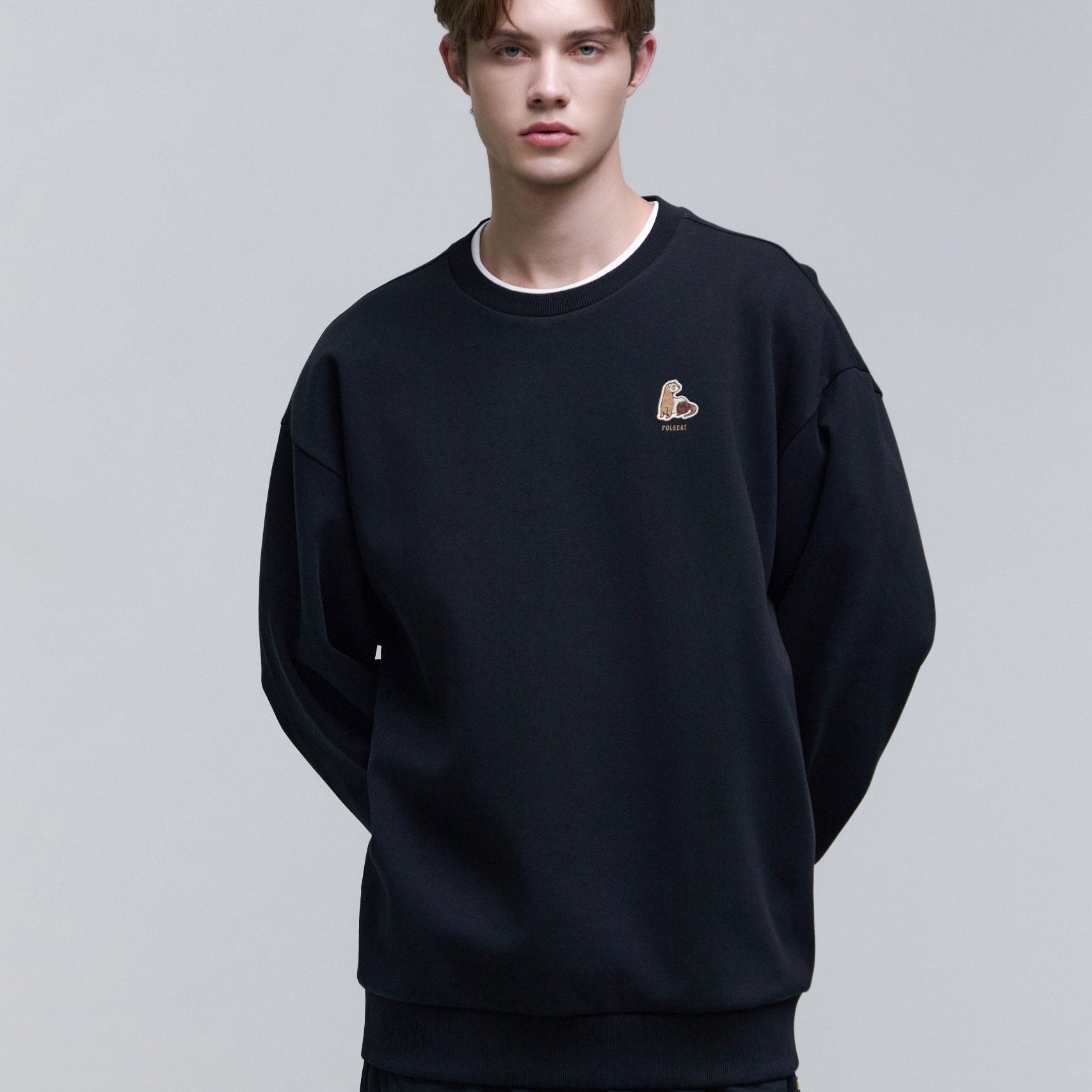 BUY Nat Geo Sweatshirt ANIMAL WAPPEN SEMI OVER FIT SWEATSHIRT CARBON BLACK